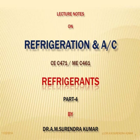 This presentation is based on Refrigeration and air conditioning | PPT