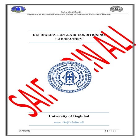 Refrigeration air conditioning laboratory Moist Air Properties and Air ...