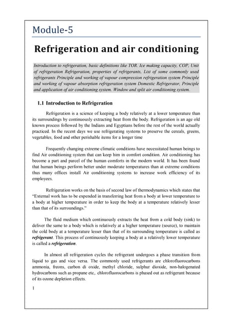 Refrigeration for mechanical Engineering | PPT
