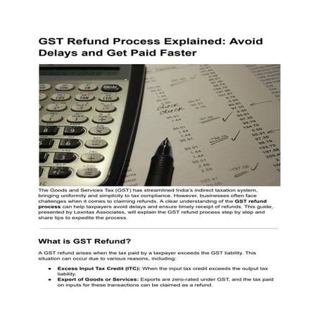 GST Refund Process Explained: Avoid Delays and Get Paid Faster | PDF