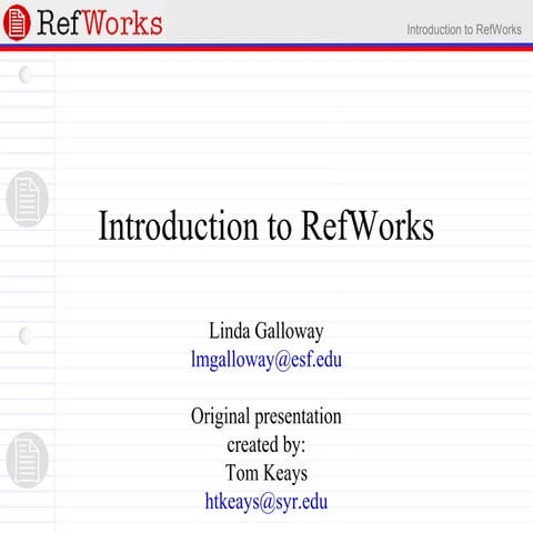 Refworks Overview | PPT