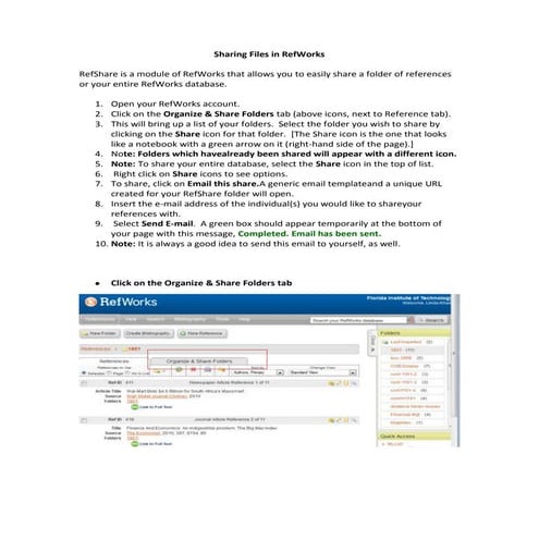 Sharing Files in RefWorks | PDF