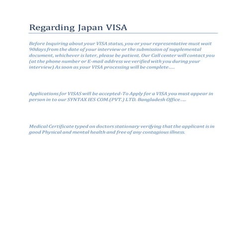Regarding japan visa | PDF