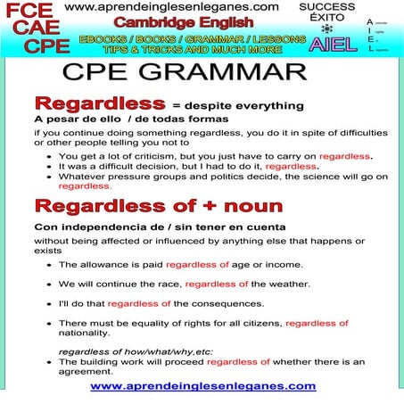 Regardless vs regardless of ... cpe grammar | PDF