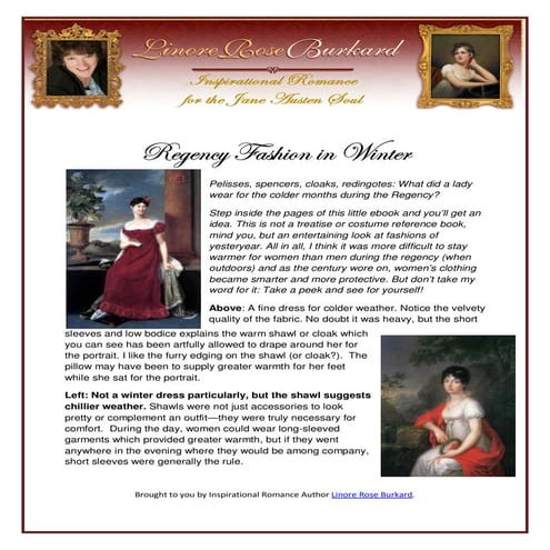 Regency Fashion in Winter | PDF