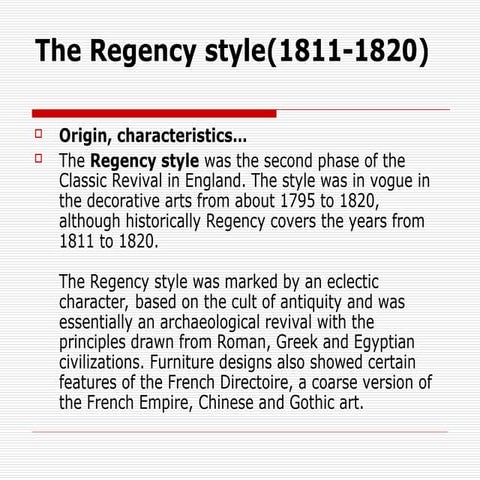 Interior desing during the REGENCY STYLE | PPT
