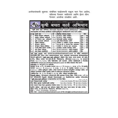 Krushi Bachat Card recruitment, Maharashtra | PDF