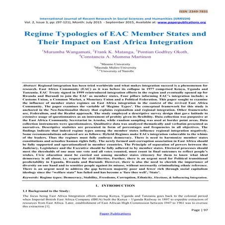 Regime Typologies of EAC Member States and Their Impact on East Africa ...