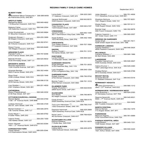 Regina Family Childcare Homes | PDF