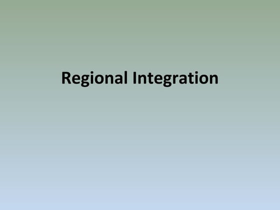 Regional economic cooperation | PPT