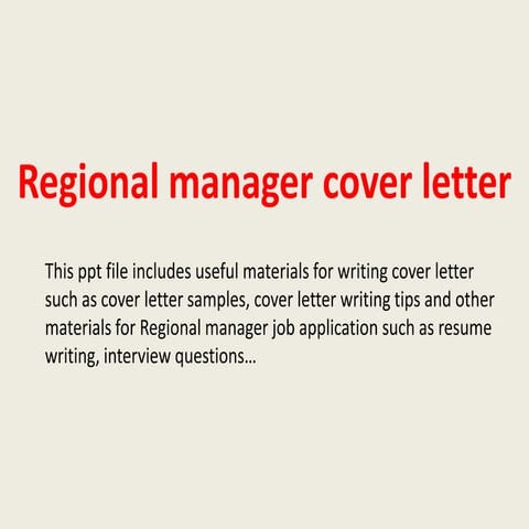 Regional manager cover letter | PPTX