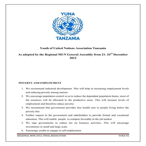 Regional mun final resolution 2012 | PDF