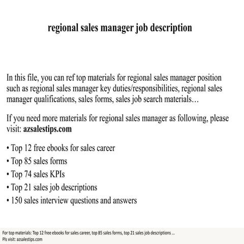 Regional sales manager | PPTX