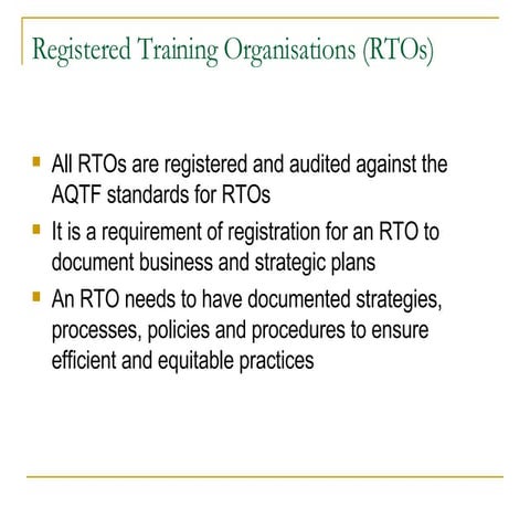 Registered Training Organisations (Rtos) | PPT