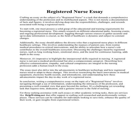 Registered Nurse Essay.pdf | Family and Relationships