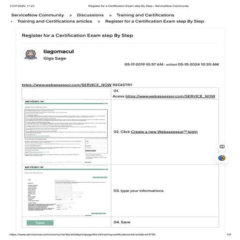ServiceNow Register for a Certification Exam step By Step.pdf