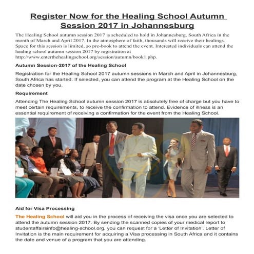 Register Now for the Healing School Autumn Session 2017 in Johannesburg ...