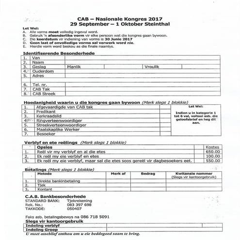 Registrasie vorms | PDF