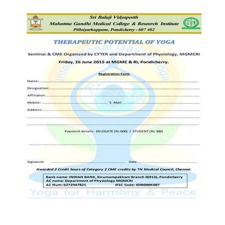 Registration form for the National seminar cum CME on “Therapeutic ...