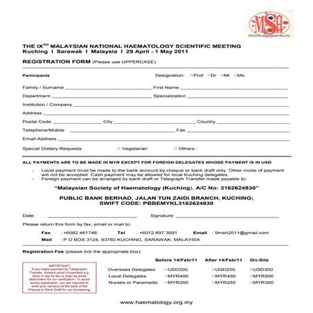 Registration form msh2011 NEW DATES | PDF