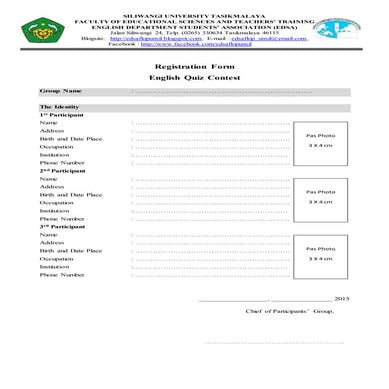 Registration form of quiz ECS 2015 | PDF