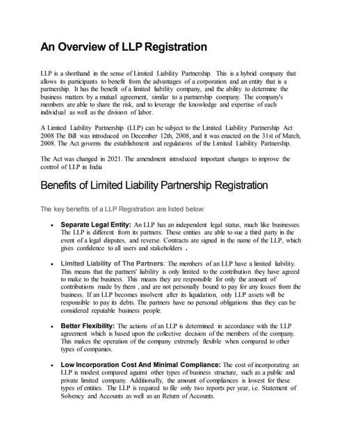 Handbook -Compliance by LLP After Incorporation | PDF | Legal Services ...
