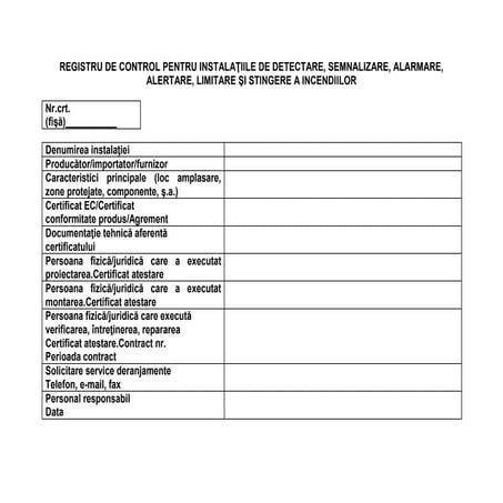 Registru control instalatii | PDF