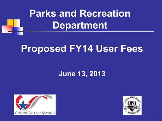 Parks User Fees Methodology | PPT
