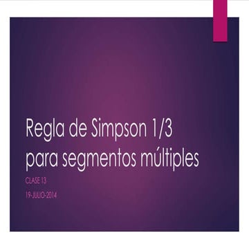 Regla de simpson un tercio para segmentos multiples | PPSX