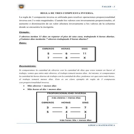 Regla De Tres Simple Inversa Ejemplos Y Ejercicios REGLA De TRES