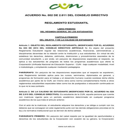 Reglamento Estudiantil | PDF