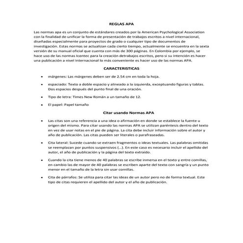 Reglas Apa Normas Apa