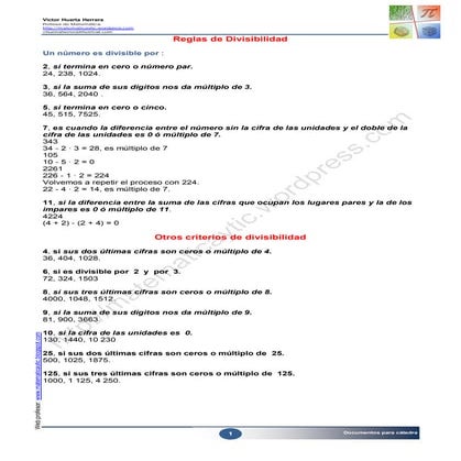 Reglas de divisibilidad | PDF