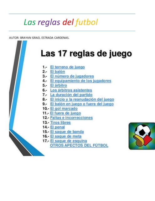 Reglas Del Futbol Pdf