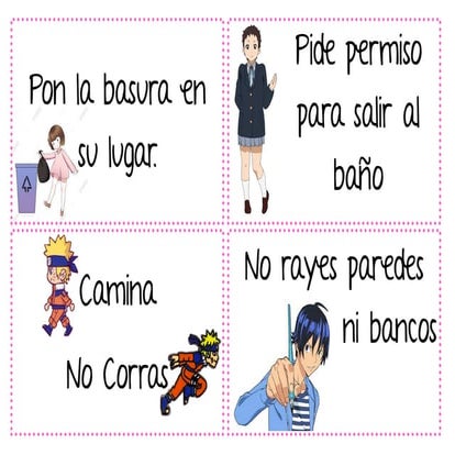 reglas del salon con figuras de anime para primaria | PDF