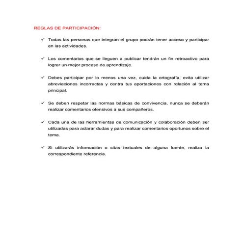 Reglas de participación | PDF