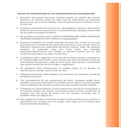 Reglas de participación en las herramientas de colaboración | PDF