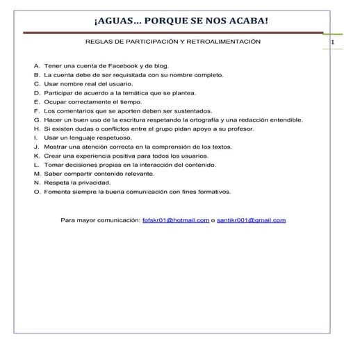 Reglas de participación y retroalimentación | PDF