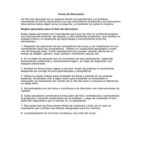 Reglas para foros de discusión | PDF