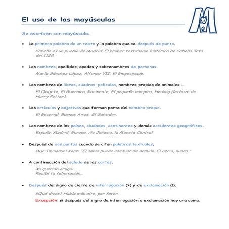 Reglas Sobre El Uso De Las Mayusculas El Sobre Importante 6 Reglas