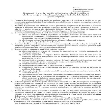Reglementari şi proceduri specifice privind evaluarea finală şi ...