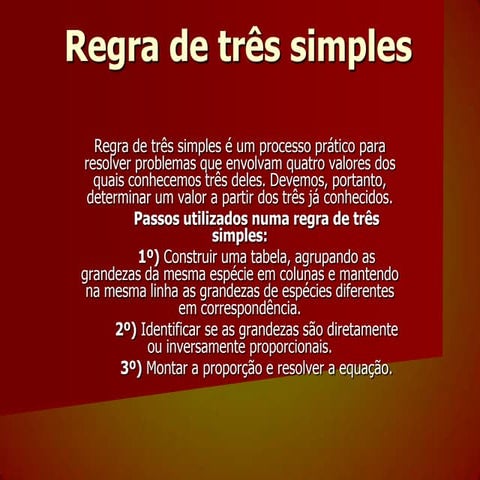 Regra de três simples | PPTX | Physics | Science