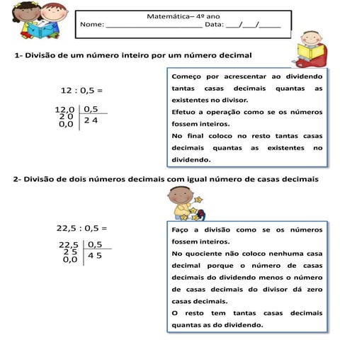 Regras da divisão com números decimais | PDF