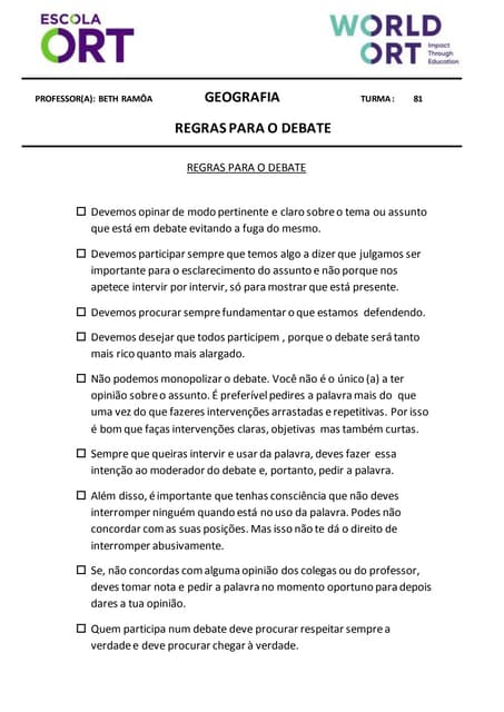 Debate regrado | PPT