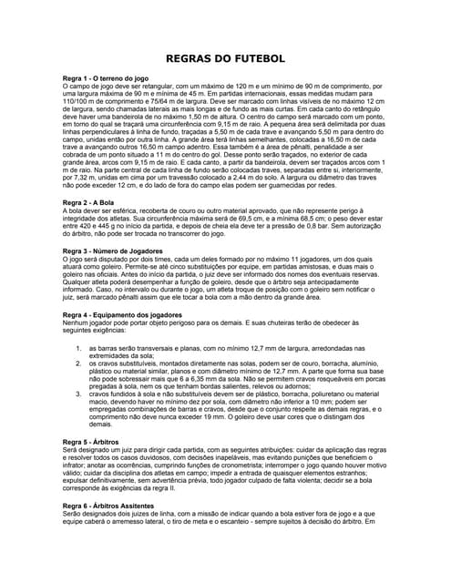 5ª aula de futebol regras