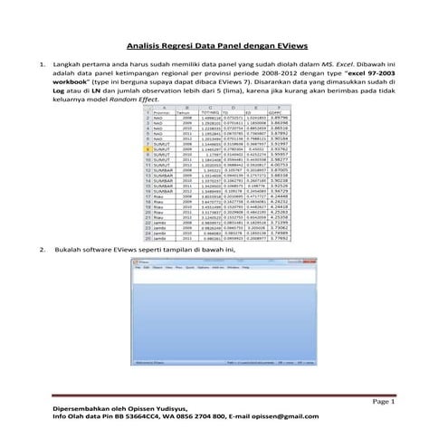 Regresi data panel dengan eviews | PDF