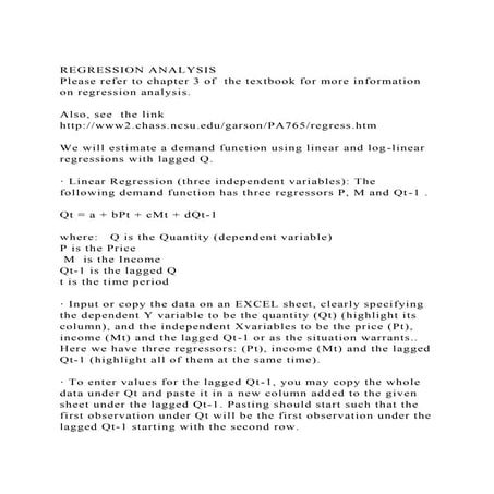 REGRESSION ANALYSISPlease refer to chapter 3 of the textbook fo.docx
