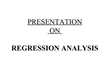 Introduction to Regression Analysis | PPT