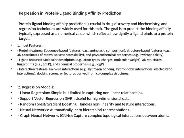Regression In Protein Ligand Binding Affinity Prediction Pptx