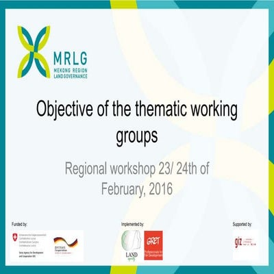 Thematic Working Groups - 2nd Regional Stakeholder Workshop | PPT